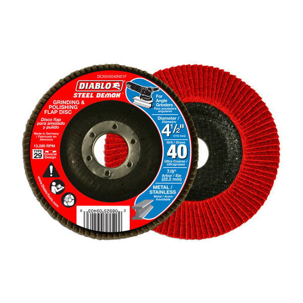Diablo DCX045040N01F 4-1/2" Steel Demon™ Flap Disc 40 Grit - Type 29 ...