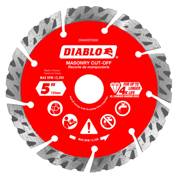 Diablo DMADST0500 5" Diamond Segmented Turbo Masonry Cut-Off Blade ...