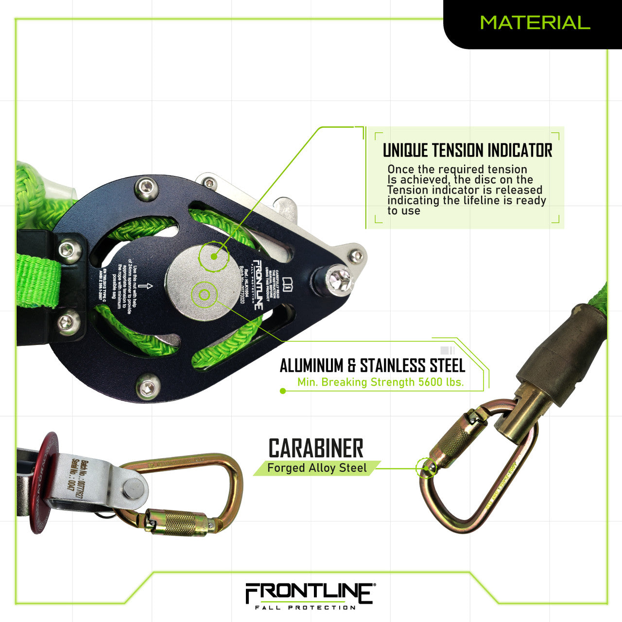 Frontline HLK1004 4-person 100' Adjustable Horizontal Lifeline System ...