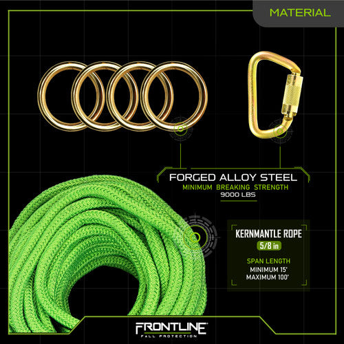 Frontline HLK1004 4-person 100' Adjustable Horizontal Lifeline System ...