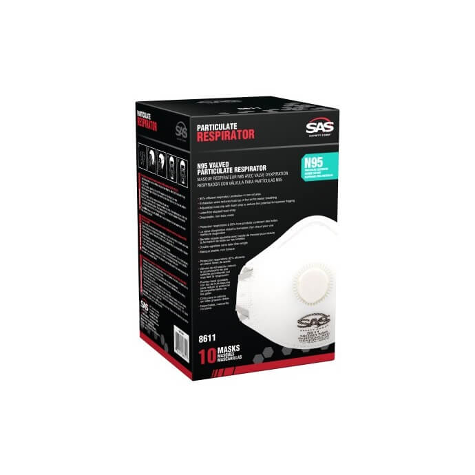 SAS 8611 N95 Valved Particulate Respirator - 10/bx – Way Source