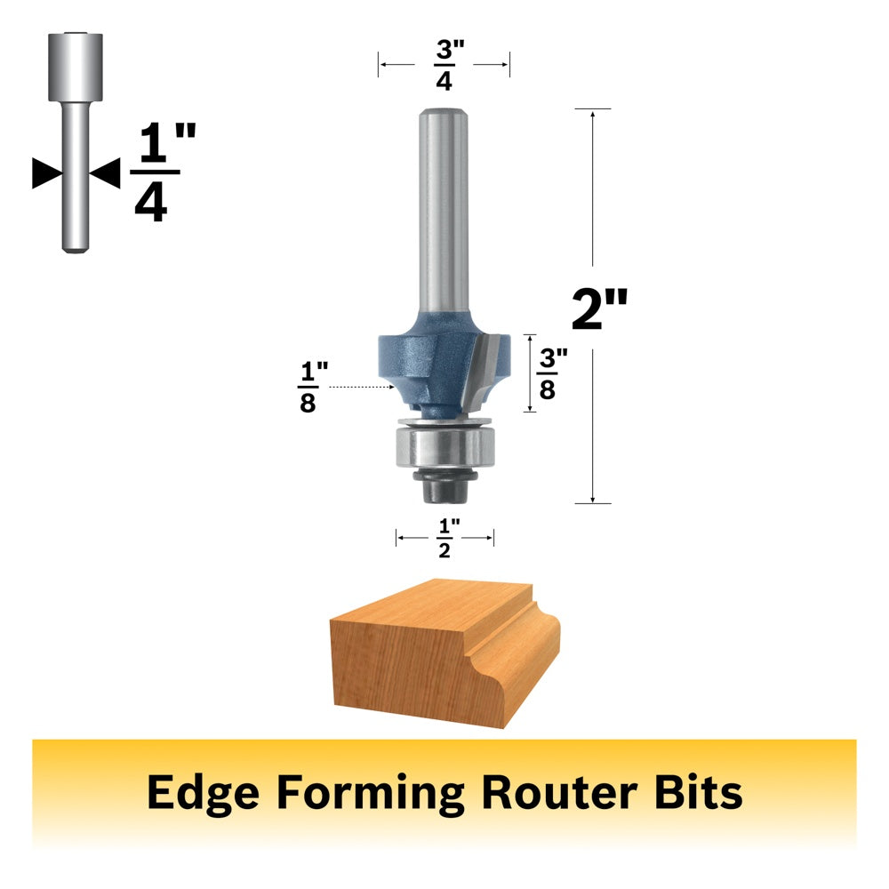 BOSCH 85290MC 1/8 In. x 3/8 In. Carbide-Tipped Roundover Router Bit ...